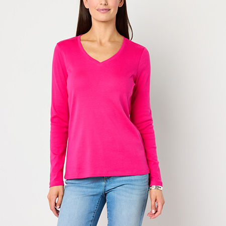 Click here for St. Johns Bay Womens V Neck Long Sleeve T-Shirt  X... prices