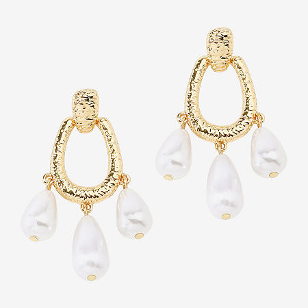 Click here for Bijoux Bar Gold Tone Womens Simulated Pearl Drop E... prices