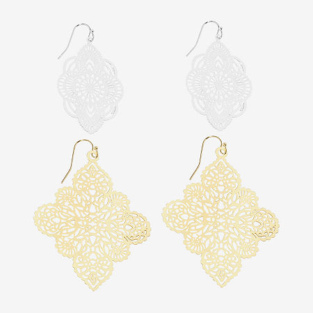 Click here for Bijoux Bar Two Tone Filigree Womens 2 Pair Earring... prices