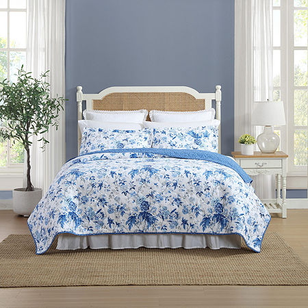 Laura Ashley(R) Breezy Floral Cotton Reversible Quilt Set