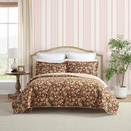 Laura Ashley Marta Reversible 2-Pc. Quilt Set  Twin - Smoke Brown
