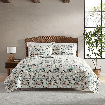 Eddie Bauer Alani Island Conversation Cotton Reversible 2-Pc. Quilt Set  Twin - Beige