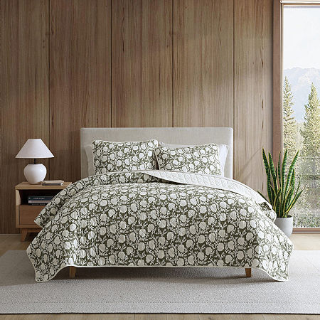 Eddie Bauer Garden Bloom Cotton Reversible 3-Pc. Quilt Set  King - Green