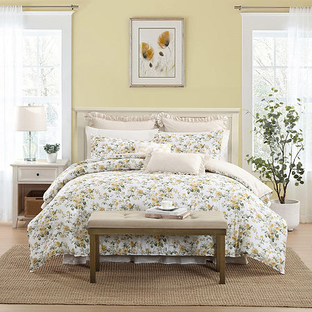 Laura Ashley Roses Reversible 5-Pc. Comforter Set  Twin - Gold/Green