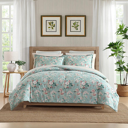 Laura Ashley Rosemoore Face Cotton 3-Pc. Comforter Set  Full/Queen - Whisper Pink