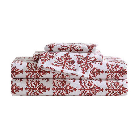 Eddie Bauer Holiday Cotton Flannel 4 Pc. Sheet Set  Queen - Jolly Trees