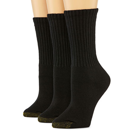 Gold Toe Ultra Tec Womens 3 Pair Crew Socks  One Size  Black
