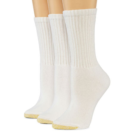 Gold Toe Ultra Tec Womens 3 Pair Crew Socks  One Size  White