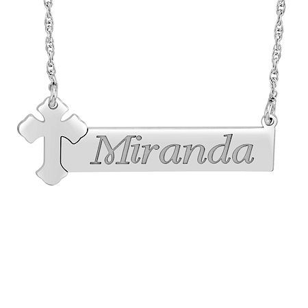 Click here for Personalized Womens Sterling Silver Cross Bar Name... prices