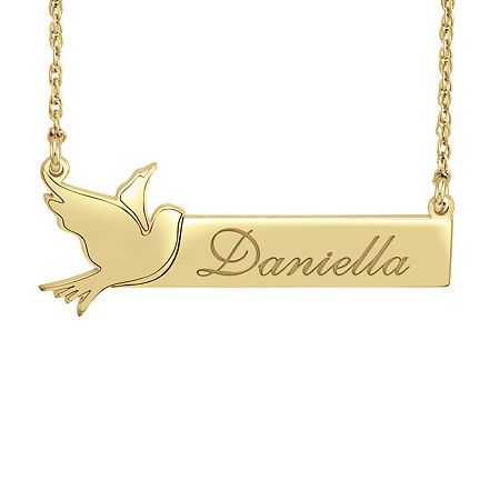 Click here for Personalized Womens 24K Gold Over Silver Bird Bar... prices