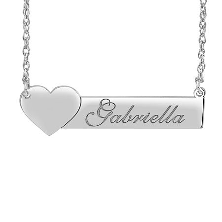 Click here for Personalized Womens 24K Gold Over Silver Heart Bar... prices