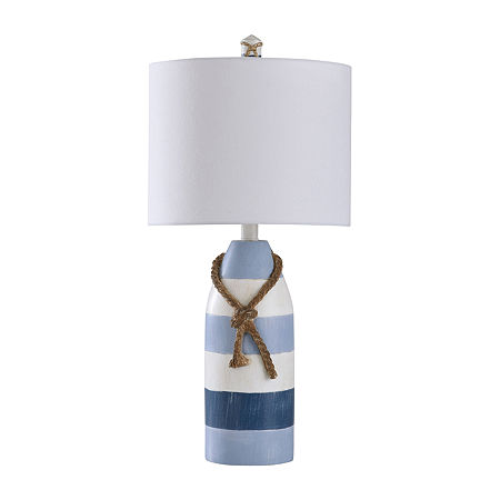 StyleCraft Hardback Fabric Shade Table Lamp - Blue