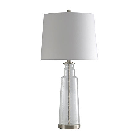 Click here for Stylecraft 16 W Clear & Steel Glass Table Lamp  On... prices