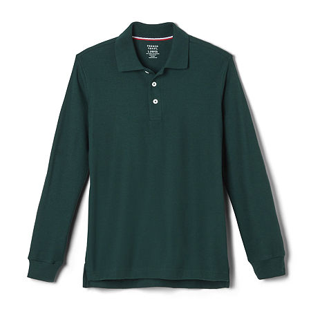 French Toast Little & Big Kid Boys Long Sleeve Boxy Fit Polo Shirt  Large  Green