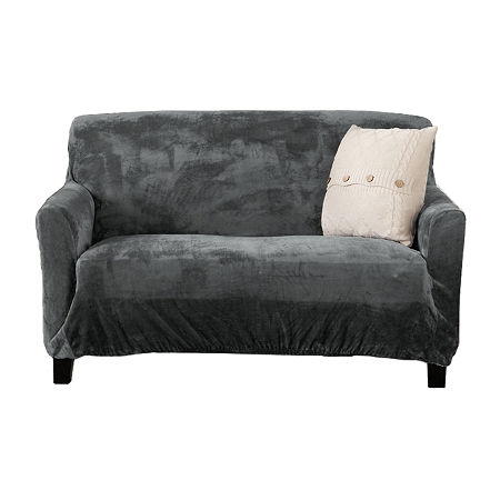 Click here for Linery Stretch Velvet-Plush Loveseat Slipcover  On... prices