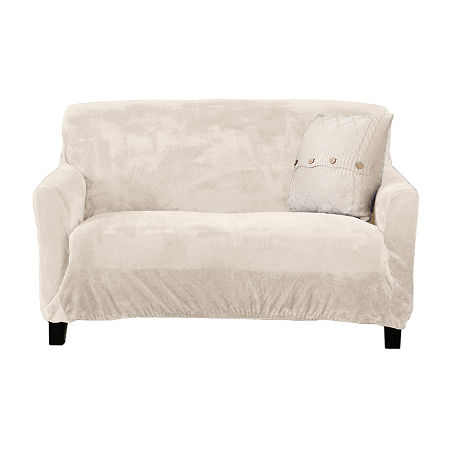 Click here for Linery Stretch Velvet-Plush Loveseat Slipcover  On... prices