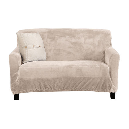 Click here for Linery Stretch Velvet-Plush Loveseat Slipcover  On... prices