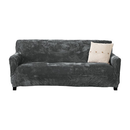 Click here for Linery Stretch Velvet-Plush Sofa Slipcover  One Si... prices
