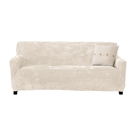 Click here for Linery Stretch Velvet-Plush Sofa Slipcover  One Si... prices