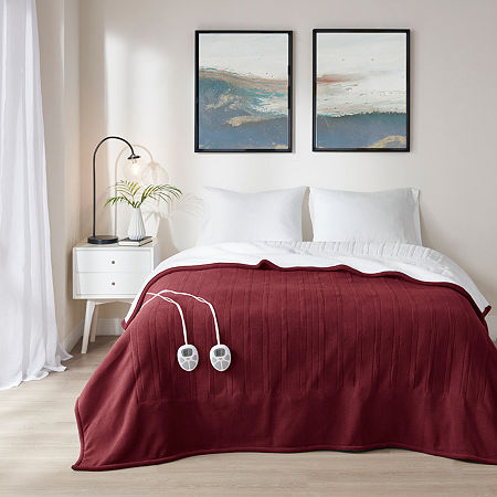 Serta Electric Reversible Fleece to Sherpa Blanket  King - Burgundy