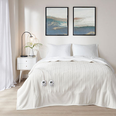 Serta Electric Reversible Fleece to Sherpa Blanket  Queen - Ivory
