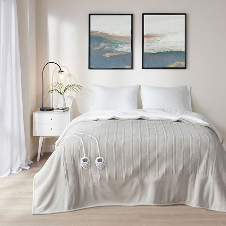 Serta Electric Reversible Fleece to Sherpa Blanket  Full - Tan