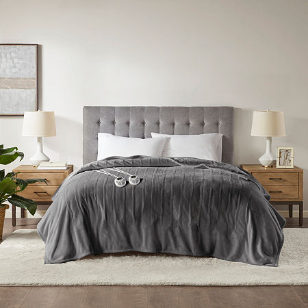Serta Electric Plush Blanket  Full - Dark Gray