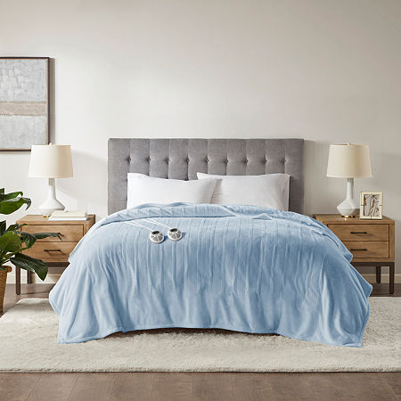 Serta Electric Plush Blanket  King - Light Blue