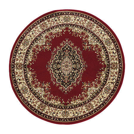 Closeout! Km Home Pesaro 1595 53x53 Round Area Rug - Red