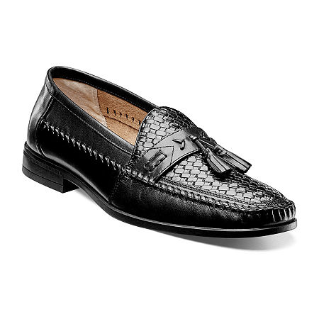Nunn Bush Mens Strafford Woven Tassel Loafers - Black