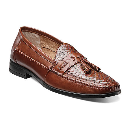 Nunn Bush Mens Strafford Woven Tassel Loafers - Cognac