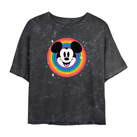 Click here for Disney Cropped Tee Womens Juniors Crew Neck Short... prices