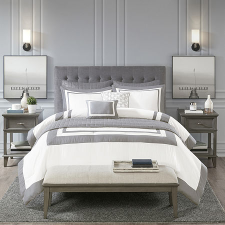 Madison Park Heritage 8-Pc. Comforter & Coverlet Set  Full/Queen - Grey