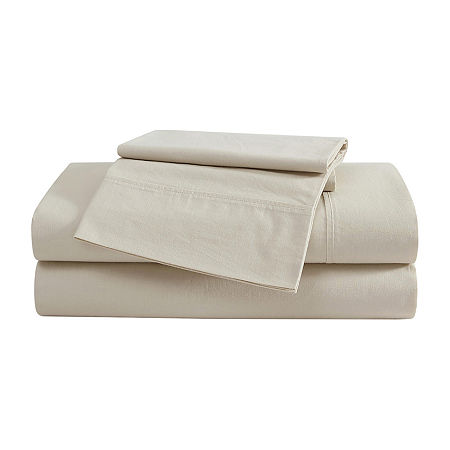 Eddie Bauer Solid Brushed 180-Thread Count Cotton Percale 4-Pc. Sheet Set  King - Oyster Gray