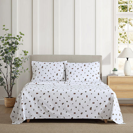 Eddie Bauer Printed 100 Cotton Percale 3-Pc. Sheet Set  Twin - Buddy camping allover