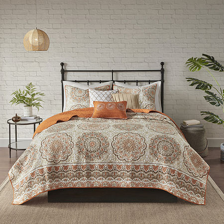 Madison Park Tangiers 6-Pc. Quilt Set  Full/Queen - Orange