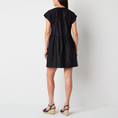 Isabel & Nina Womens Short Sleeve Shift Dress, Color: Black - JCPenney