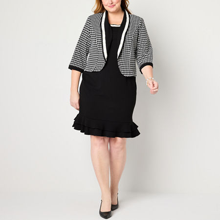 Click here for Maya Brooke Womens Pearl Trim Plaid Jacket Dress P... prices