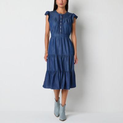 Frye and Co. Womens Short Sleeve Midi Fit + Flare Dress, Color: Faye ...
