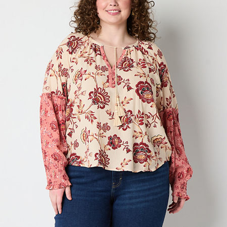 Click here for Frye and Co. Womens Split Tie Neck Long Sleeve Plu... prices