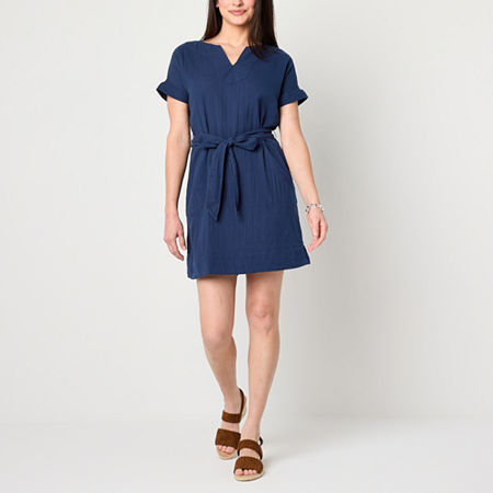 Click here for St. Johns Bay Womens Belted Short Sleeve Shift Dre... prices