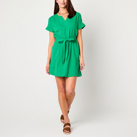 Click here for St. Johns Bay Womens Belted Short Sleeve Shift Dre... prices