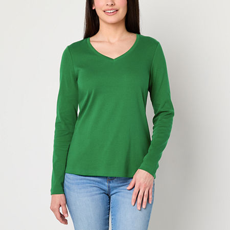 Click here for St. Johns Bay Womens V Neck Long Sleeve T-Shirt  X... prices