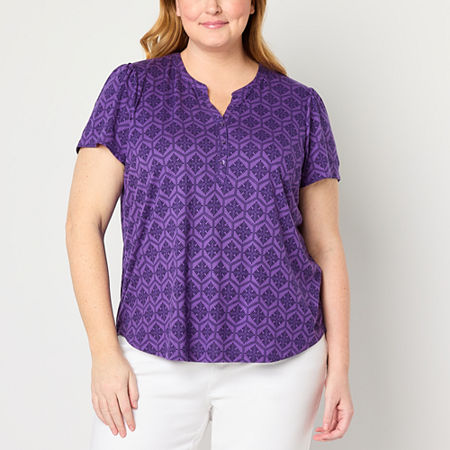 Click here for Liz Claiborne Womens V Neck Short Sleeve Plus Blou... prices