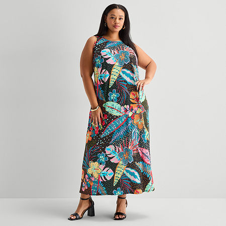 Click here for MSK Womens Plus Sleeveless Floral Maxi Dress  2x... prices