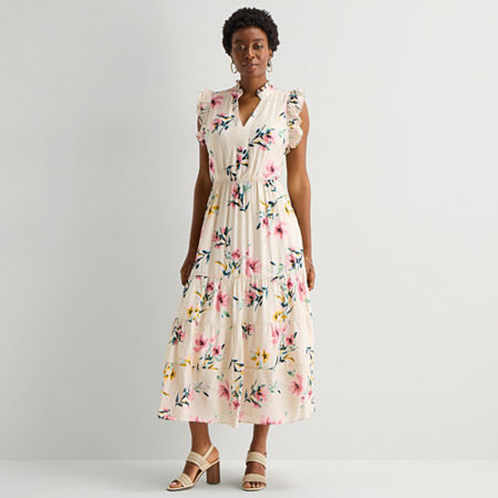 Click here for Sandra Darren Womens Notch Neck Sleeveless Ruffled... prices