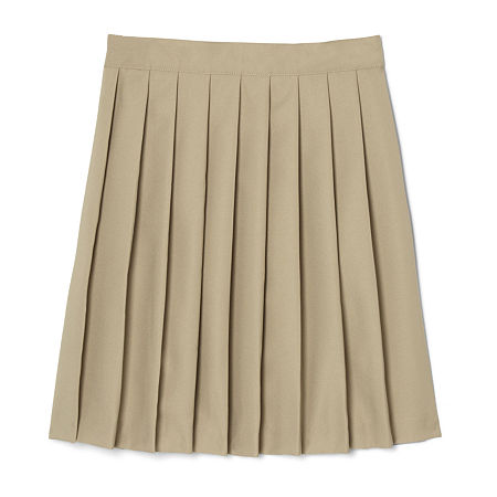French Toast Little Girls Adjustable Waist Mid-Length Pleated Skirt - Khaki