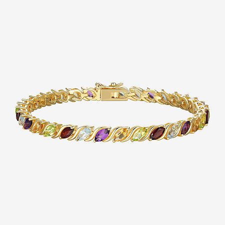 Click here for Genuine Mulit-Stone 18K Gold Over Silver Tennis Br... prices