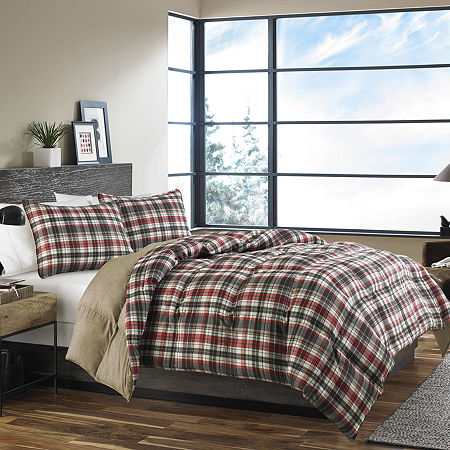 Eddie Bauer Astoria Microsuede Reversible Comforter Set  King - Dark Red