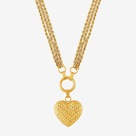 Click here for Womens 10K Gold Heart 17 Inch Pendant Necklace  On... prices